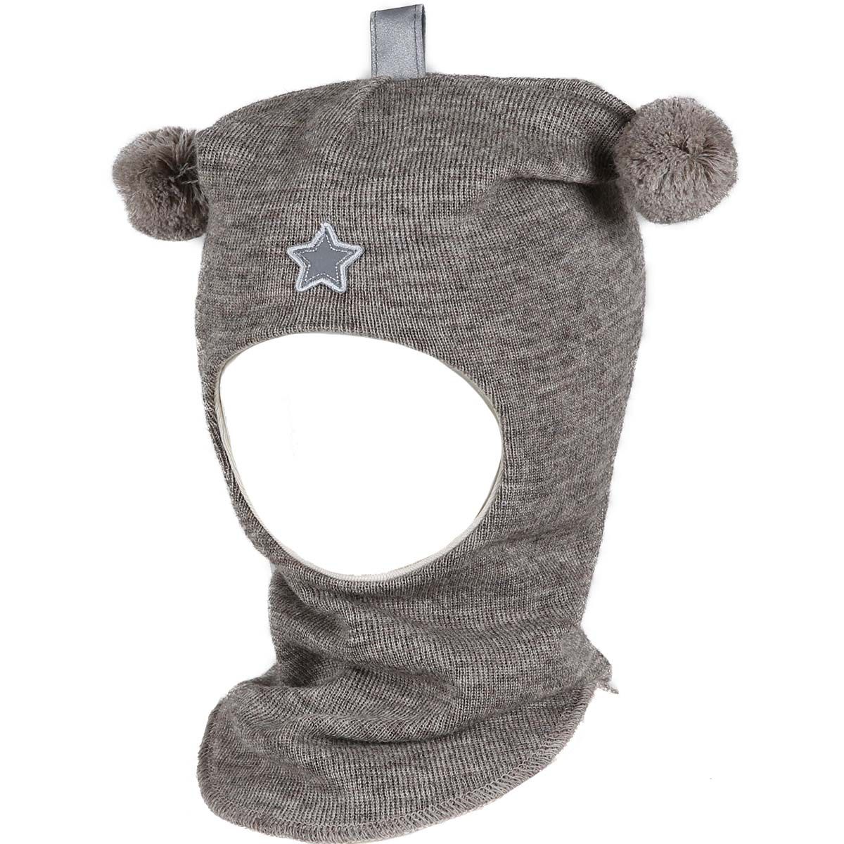 Kivat balaclava med dusker og stjerne, Beigemelert - DressMyKid AS